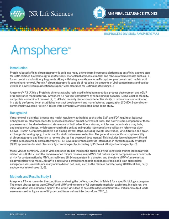 Bioprocess Amsphere A3 - Viral Clearance Study AN9