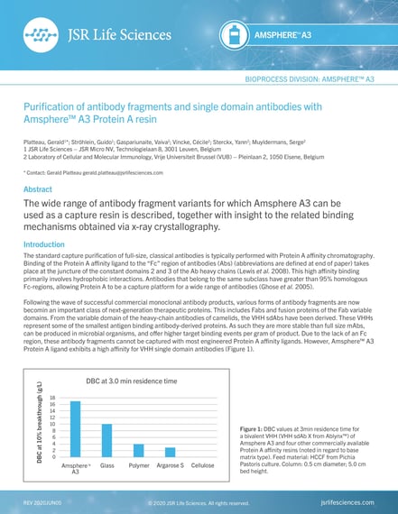 Protein A resin for mAbs, fragments & Fc-fusions | Amsphere A3